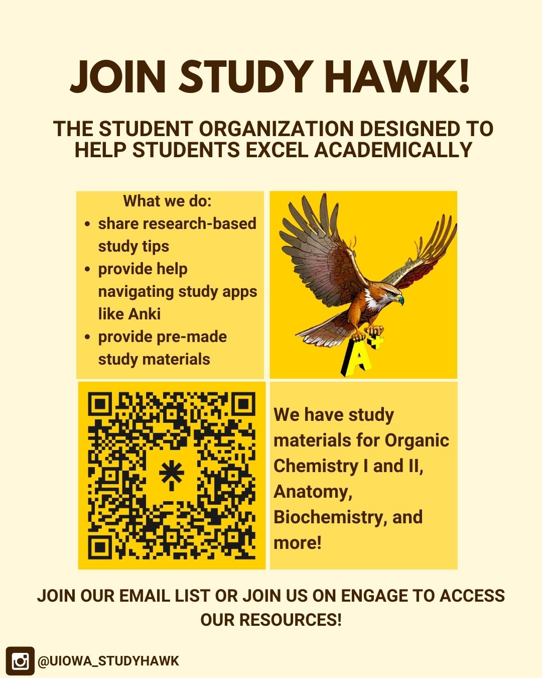 New Student Organization - Study Hawk! | Biology - College of Liberal Arts and Sciences | The ...